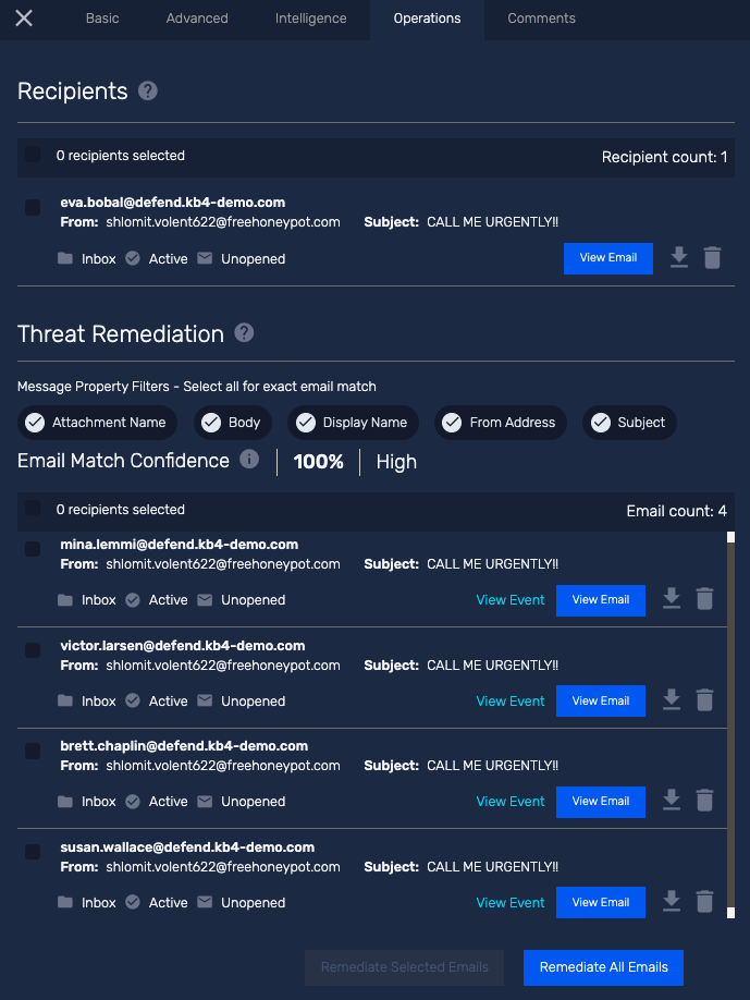 Defend - Recent Emails – KnowBe4 Knowledge Base