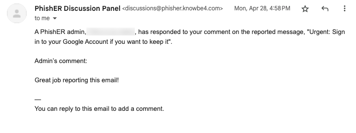 Understanding Emails from PhishER – KnowBe4 Knowledge Base