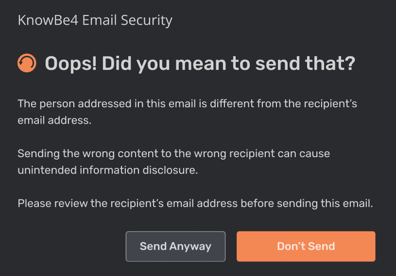 Prevent - Nudges – KnowBe4 Knowledge Base