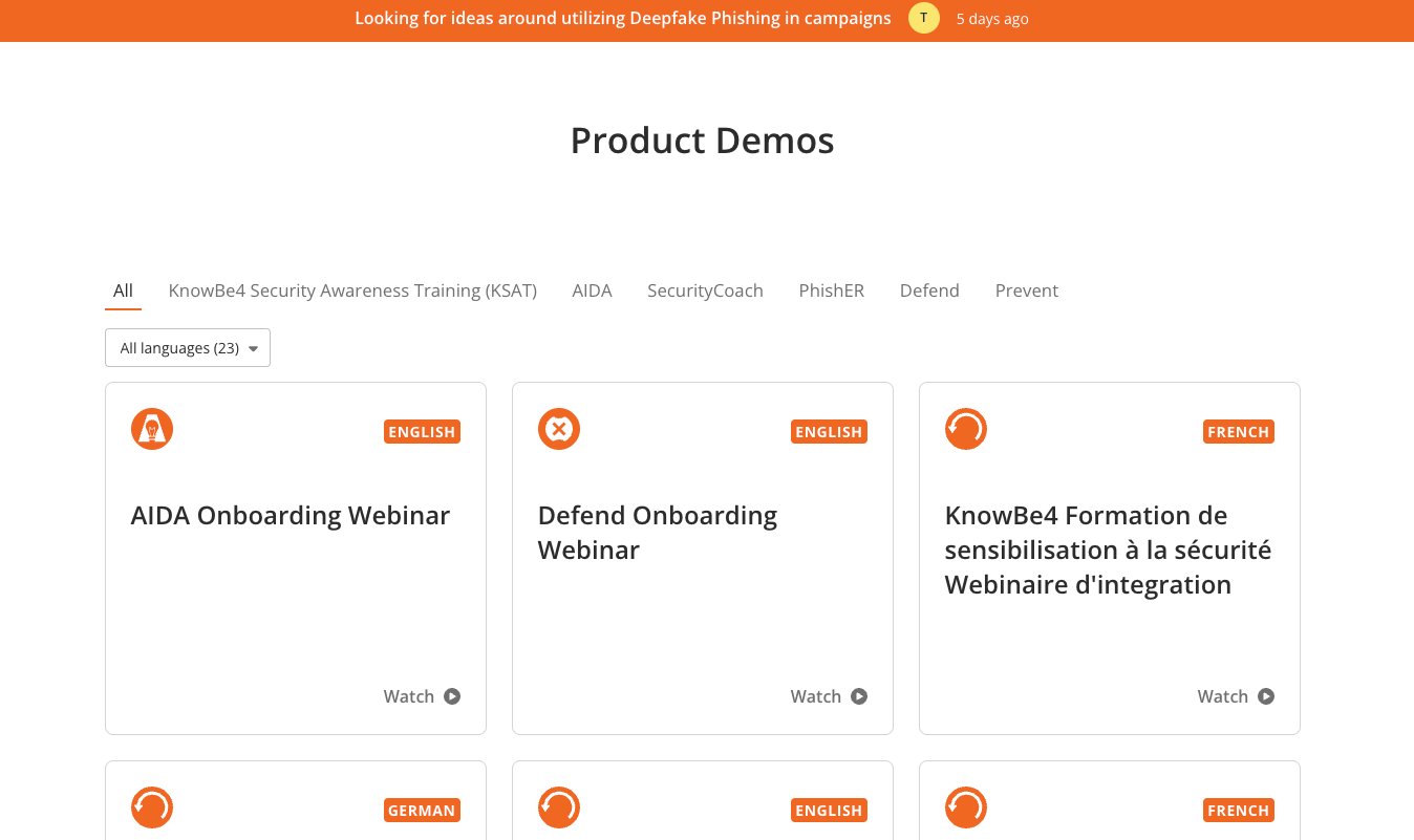 KnowBe4 Product Demos – KnowBe4 Knowledge Base